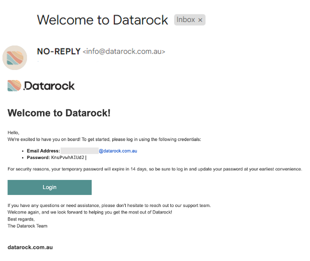 How do I login to Datarock Core?